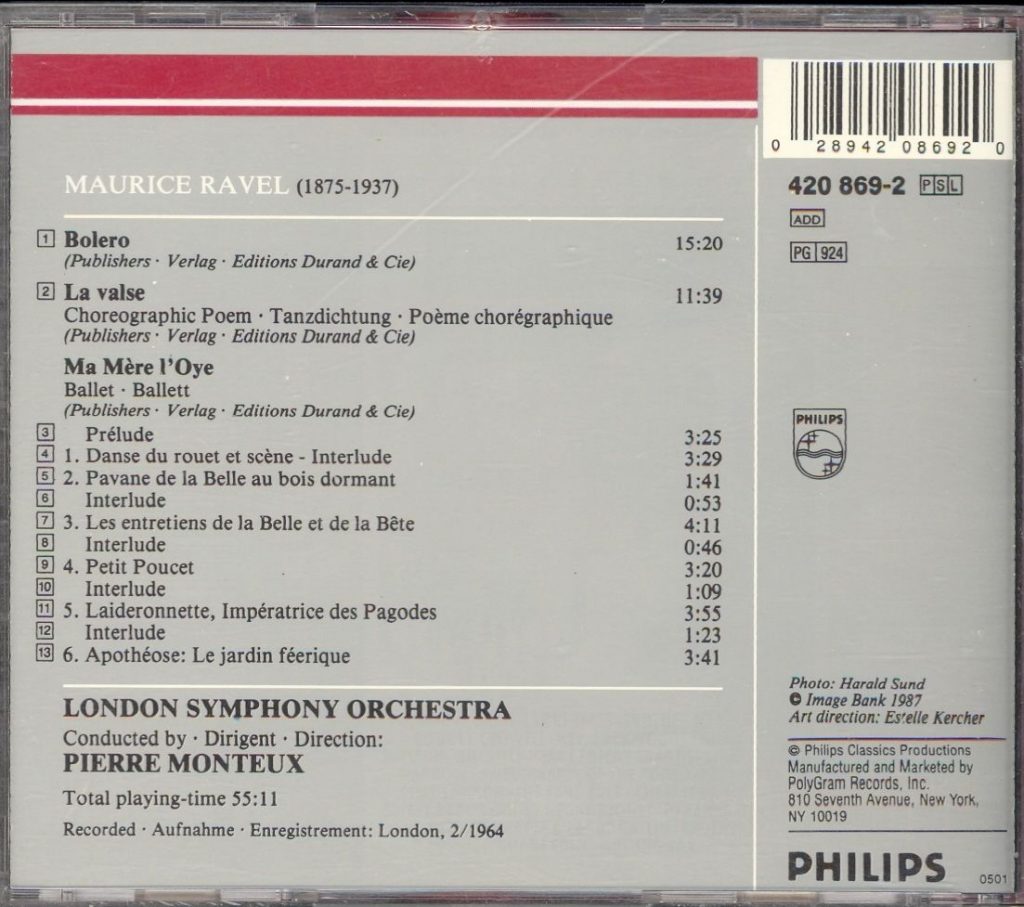 Ravel Bolero/La Valse/Ma mère l'Oye - London Symphony Orchestra olv Monteux (CD 1987) - Het ...