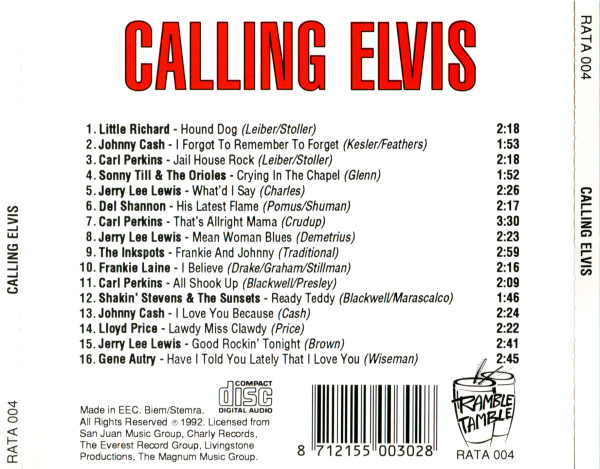 Various Artists - Calling Elvis (CD Germany 1992) mint/mint - Het Plaathuis