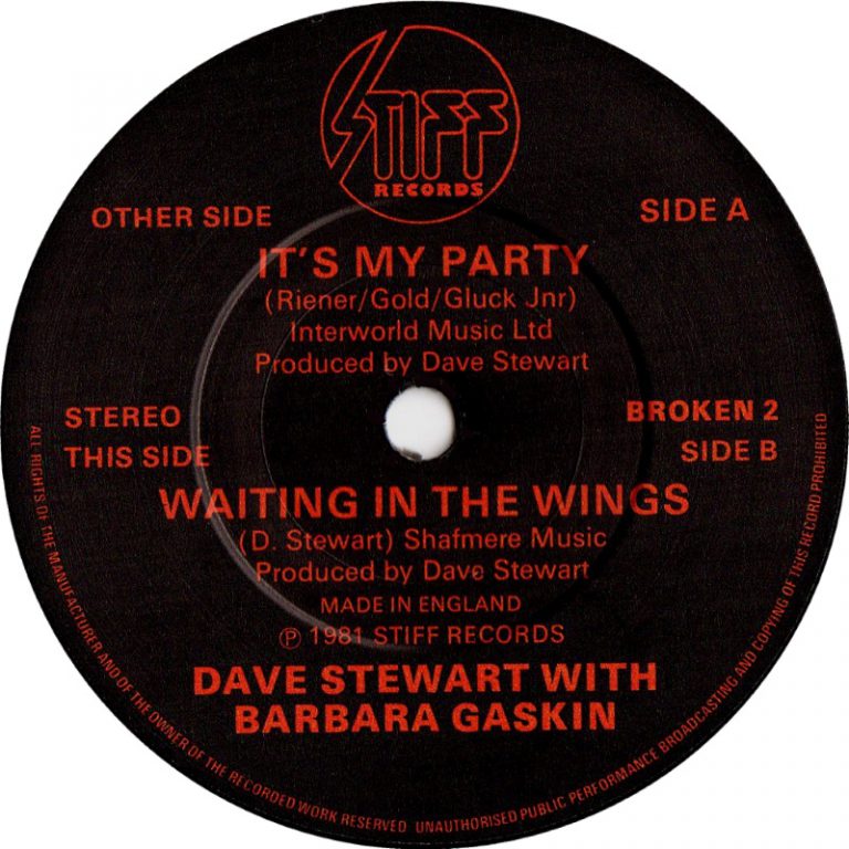 Dave Stewart & Barbara Gaskin - It's My Party! (7"si UK 1981) - Het ...