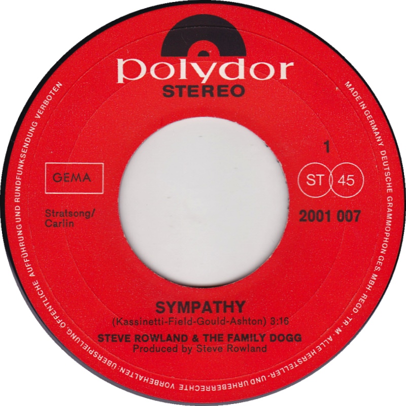 Steve Rowland & The Family Dogg ‎– Sympathy (7"si Germany 1970) - Het ...