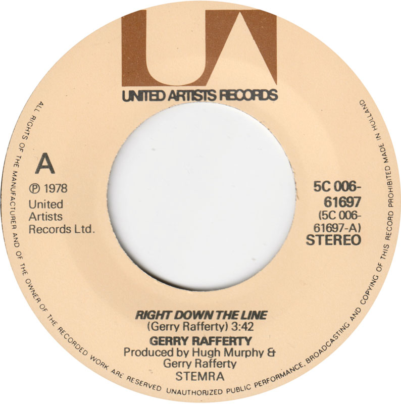 Gerry Rafferty - Right Down the Line (7"si NL 1978) - Het Plaathuis