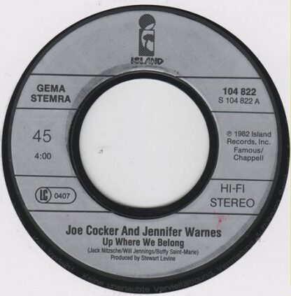 Joe Cocker & Jennifer Warnes ‎– Up Where We Belong (7"si Germany 1982 ...