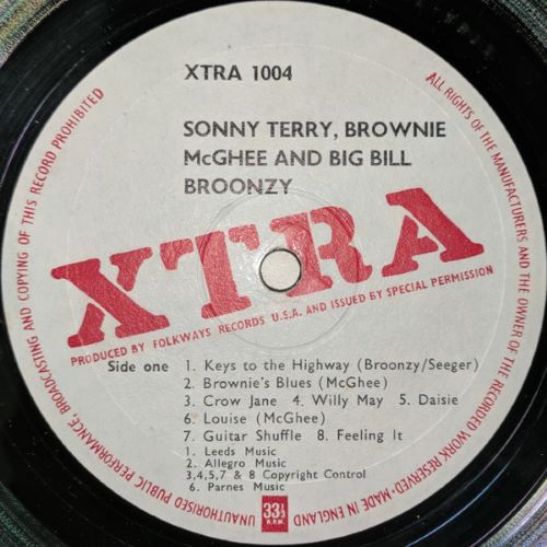 Bill Broonzy - Sonny Terry - Brownie McGhee - XTRA (LP UK 1965) - Het Plaathuis