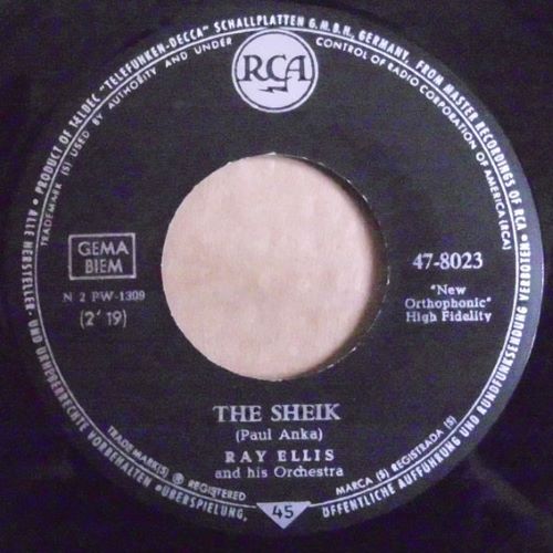 Ray Ellis and his Orchestra ‎– Paul Anka's: The Sheik / Dumpy (7"si ...