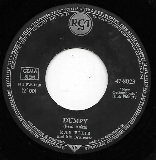 Ray Ellis and his Orchestra ‎– Paul Anka's: The Sheik / Dumpy (7"si ...