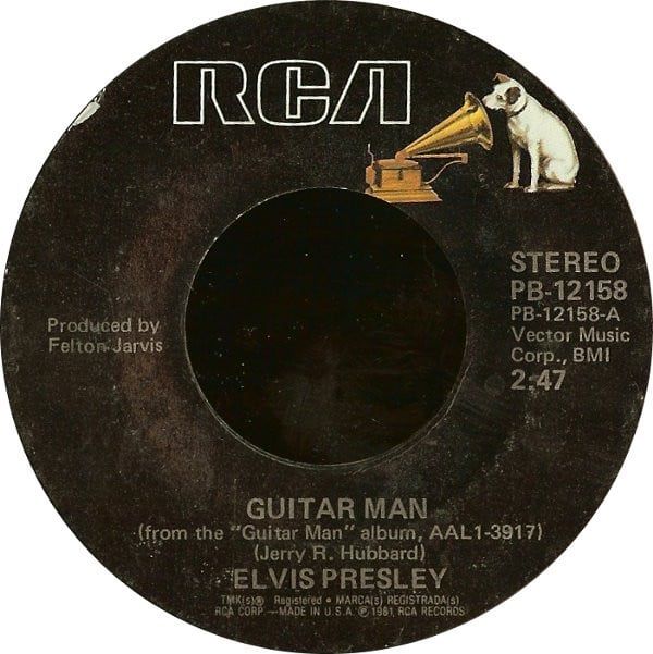 Elvis Presley ‎– Guitar Man / Faded Love (7"si US 1981) Felton Jarvis ...